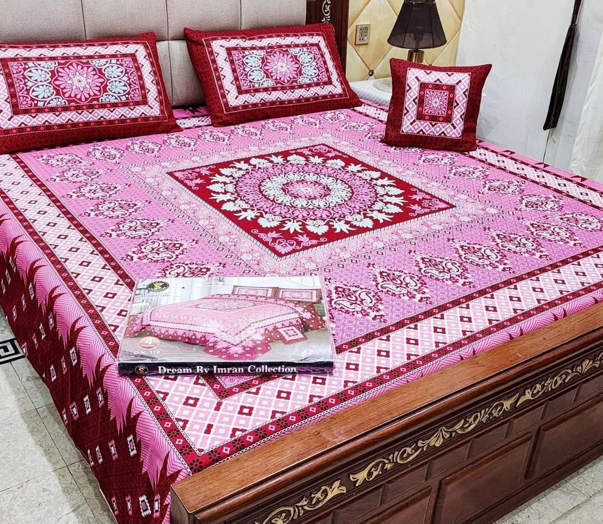 Premium Crystal Cotton Panel Print Bedsheet Set 4 Pieces D#14 | Nuqta ...